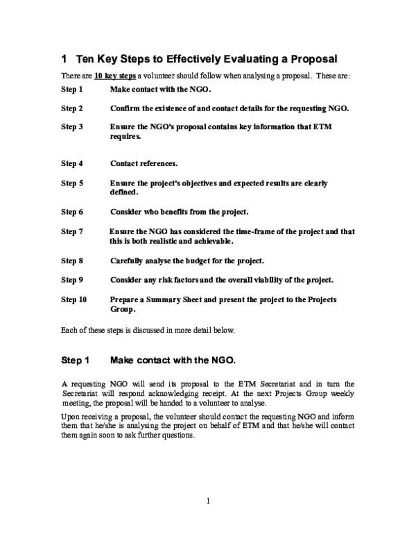 (DOC) Ten Key Steps to Effectively Evaluating a Proposal