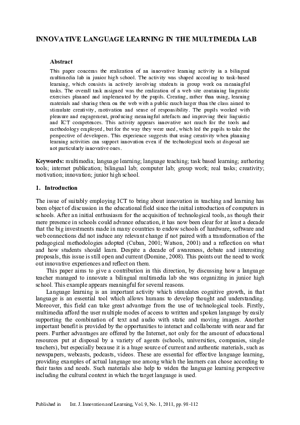 Innovative language learning in the multimedia lab