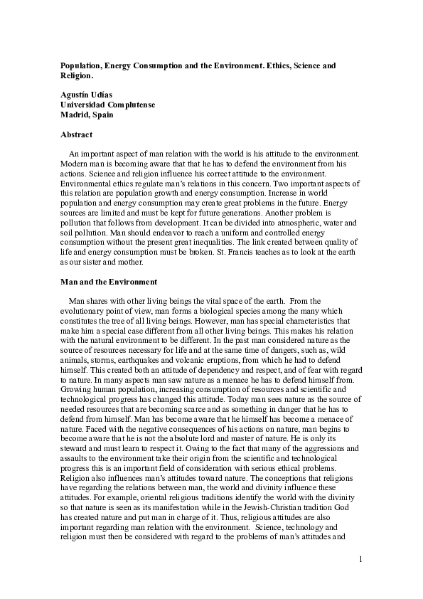 (DOC) Population, Energy Consumption and the Environment. Ethics ...