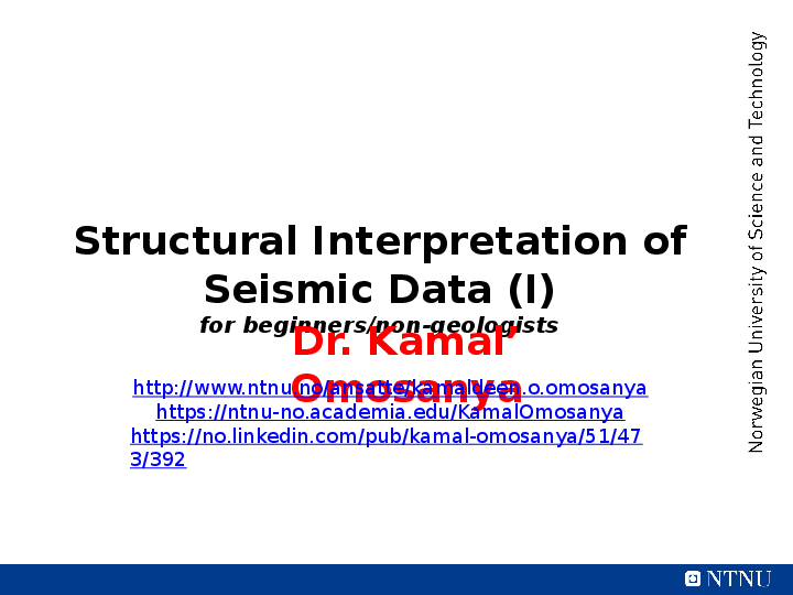 (PPT) Structural interpretation of Seismic data
