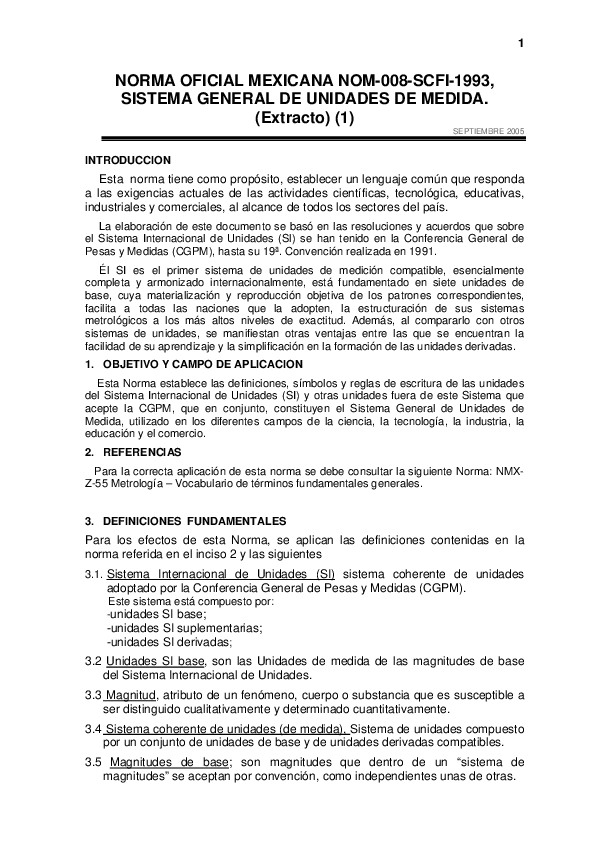 (PDF) NORMA OFICIAL MEXICANA NOM-008-SCFI-1993, SISTEMA GENERAL DE UNIDADES DE MEDIDA. (Extracto) (1