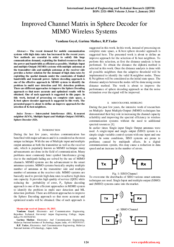 Pdf K Best Sphere Decoder For Mimo Systems 