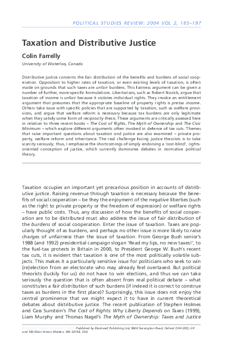 (PDF) Taxation and Distributive Justice