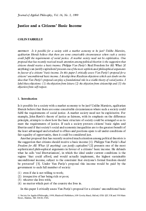 (PDF) Justice and a Citizens' Basic Income