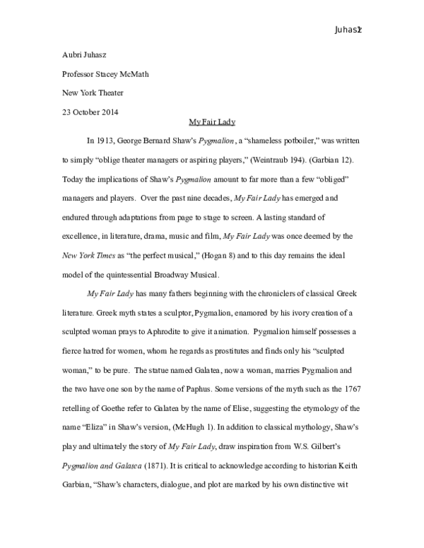 (DOC) My Fair Lady Research Paper