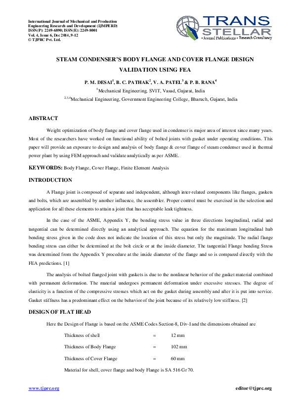 (PDF) STEAM CONDENSER’S BODY FLANGE AND COVER FLANGE DESIGN VALIDATION ...