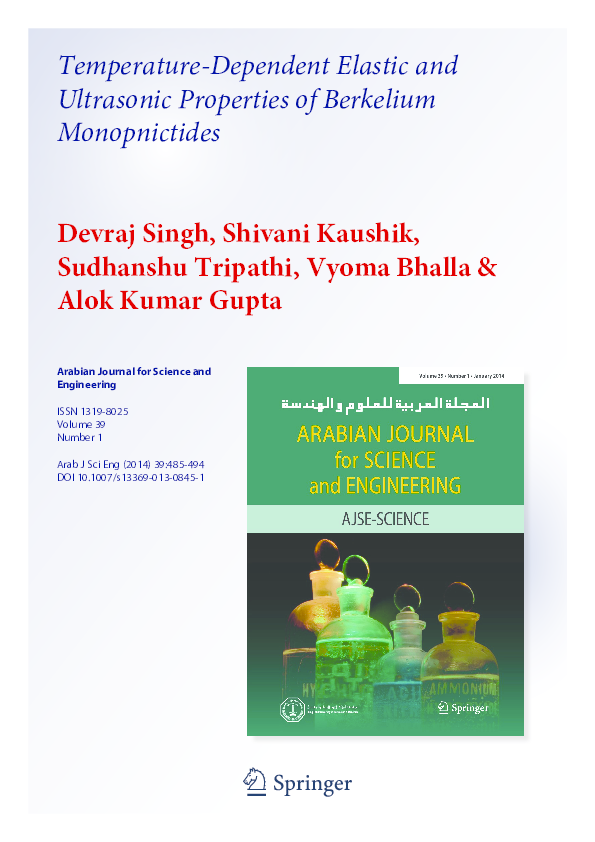 (PDF) Temperature Dependent Elastic and Ultrasonic Properties of Berkeliummonopnictides