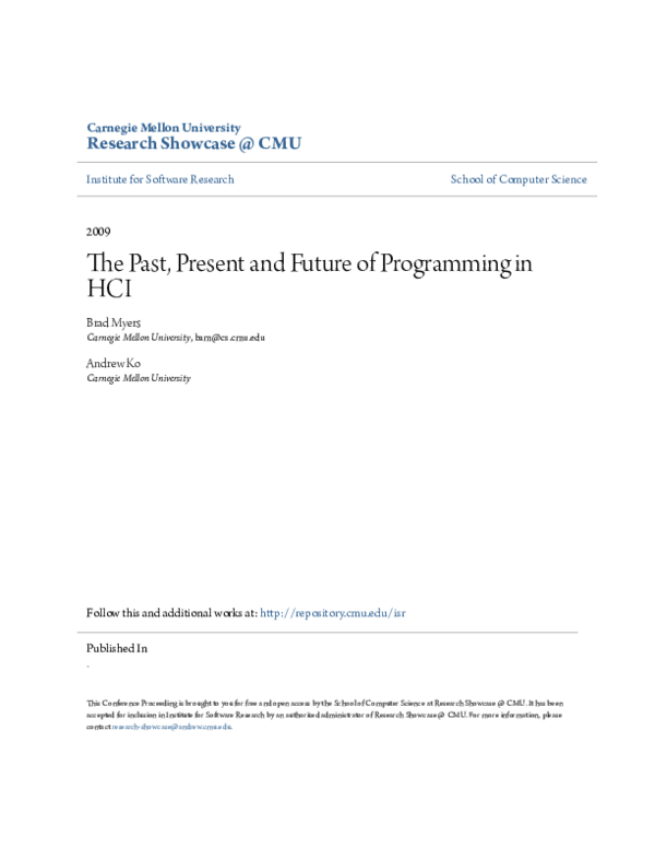 (PDF) The past, present and future of programming in HCI | Andrew Ko ...