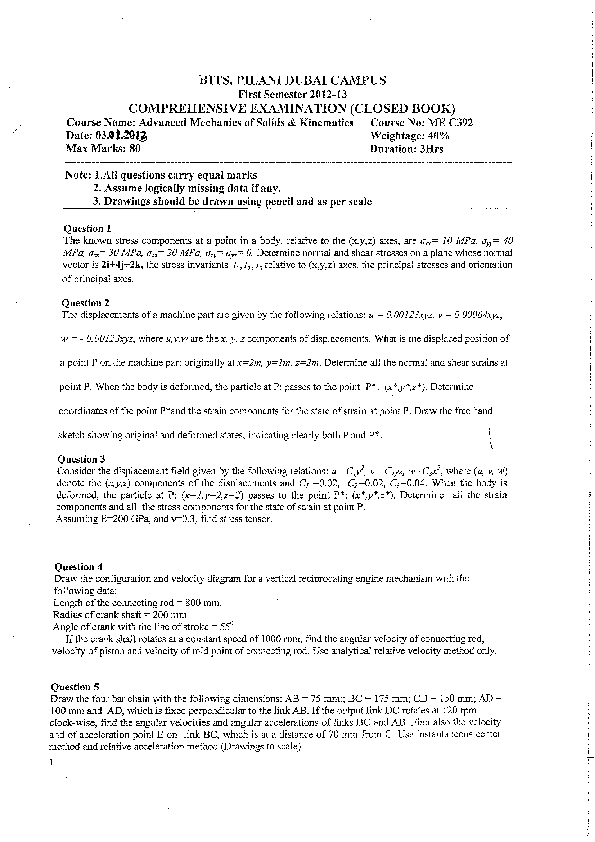 (PDF) Advanced Mechanics of Solids and Kinematics