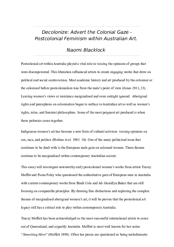 (DOC) Decolonize: Advert the Colonial Gaze - Postcolonial Feminism ...