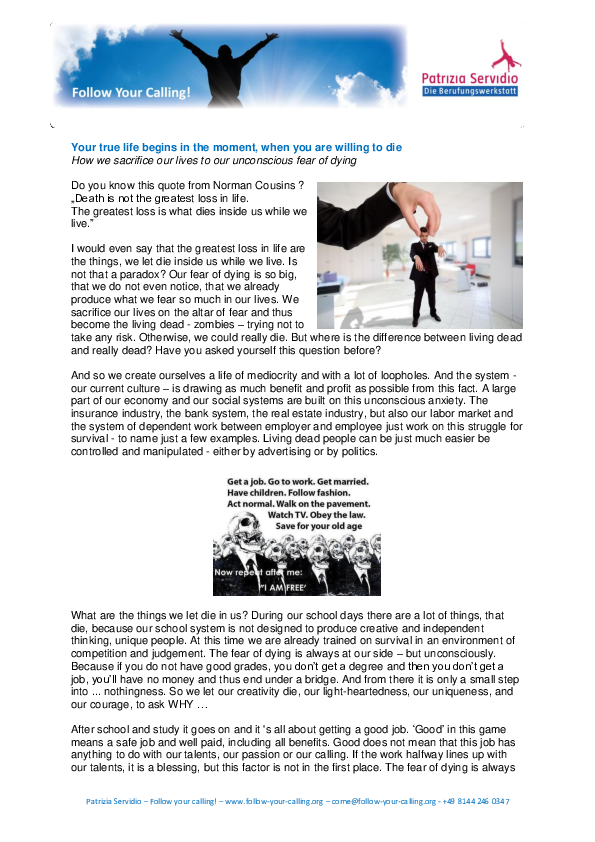 (PDF) Your true life begins in the moment, when you are willing to die (PDF) Your true life begins in the moment, when you are willing to die