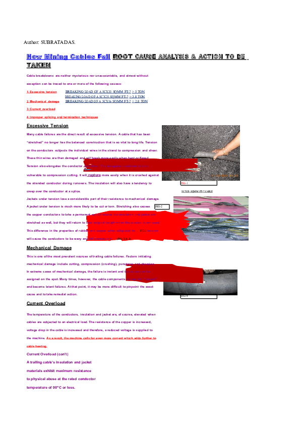 (DOC) ROOT CAUSE ANALYSIS & REMEDIES OF MINING CABLE FAILURE