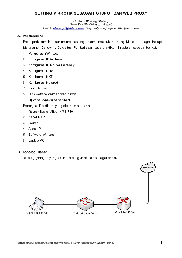 (PDF) Setting hotspot pada mikrotik