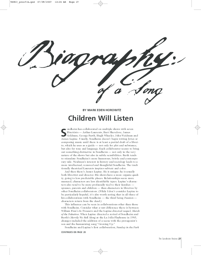 (PDF) Biography of a Song: "Children Will Listen"