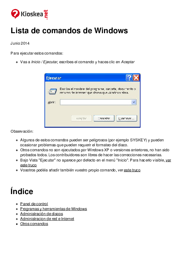 140 Comandos Para Ejecutar Microsoft Windows Internet