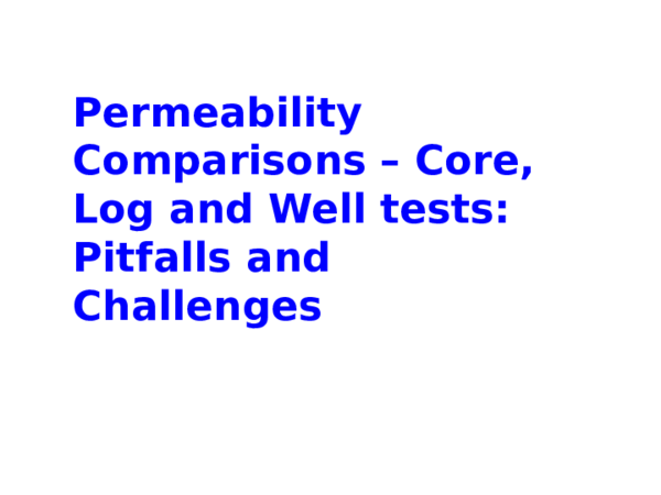(PPT) Permeability Comparisons core log well tests
