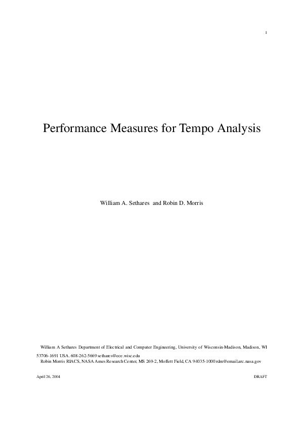(PDF) Performance Measures for Tempo Analysis