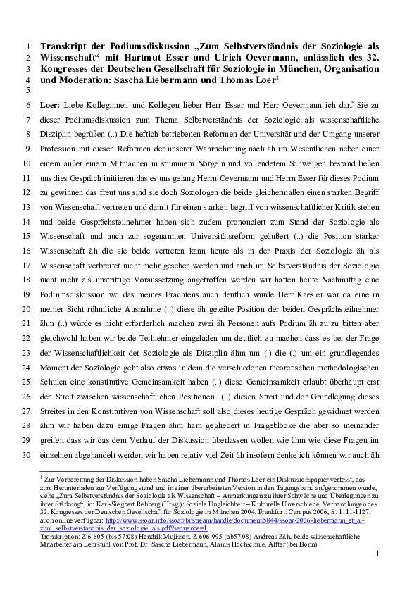 (PDF) Transkript der Podiumsdiskussion „Zum Selbstverständnis der ...