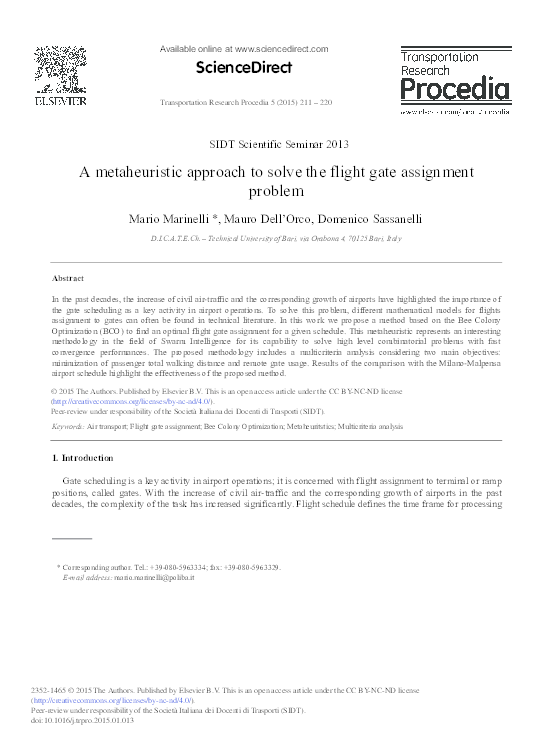 (PDF) A metaheuristic approach to solve the flight gate assignment problem