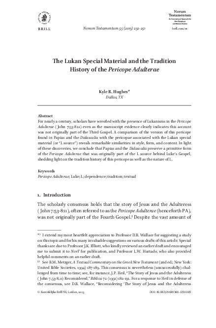 (PDF) The Lukan Special Material and the Tradition History of the ...