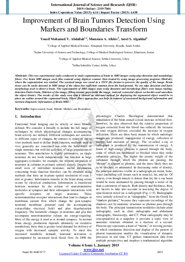 (PDF) Improvement of Brain Tumors Detection Using Markers and ...