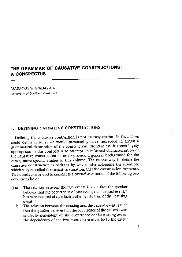 (PDF) The grammar of causative constructions: A conspectus | Masayoshi ...