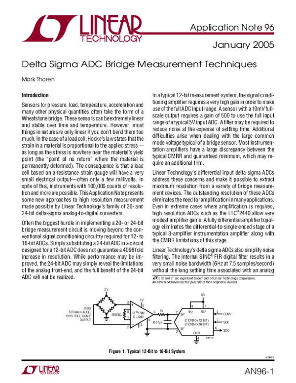 Application Note 96 Delta Sigma ADC Bridge Measurement Techniques