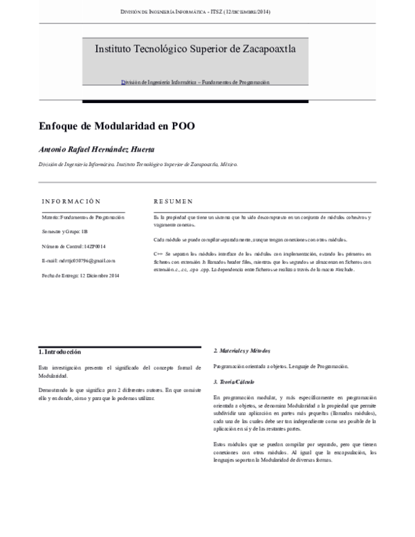 (DOC) Enfoque de Modularidad en POO