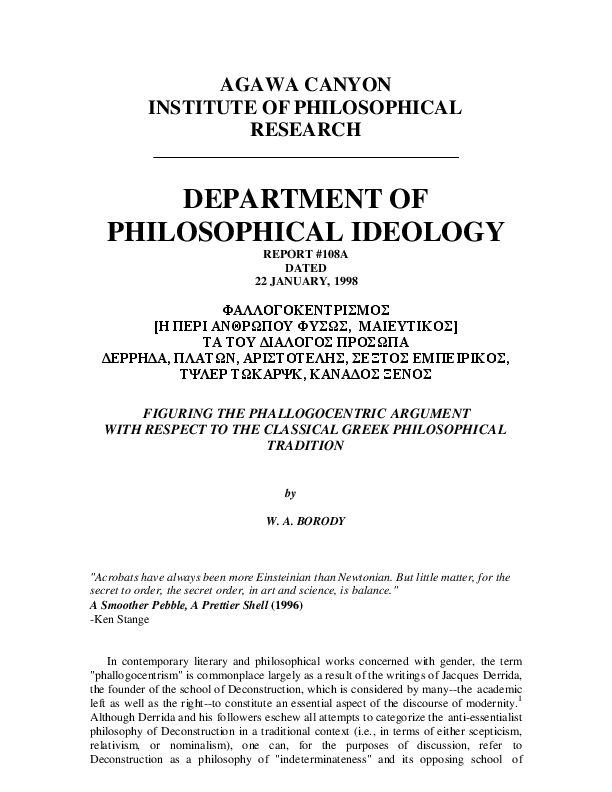 (PDF) FIGURING THE PHALLOGOCENTRIC ARGUMENT WITH RESPECT TO THE ...