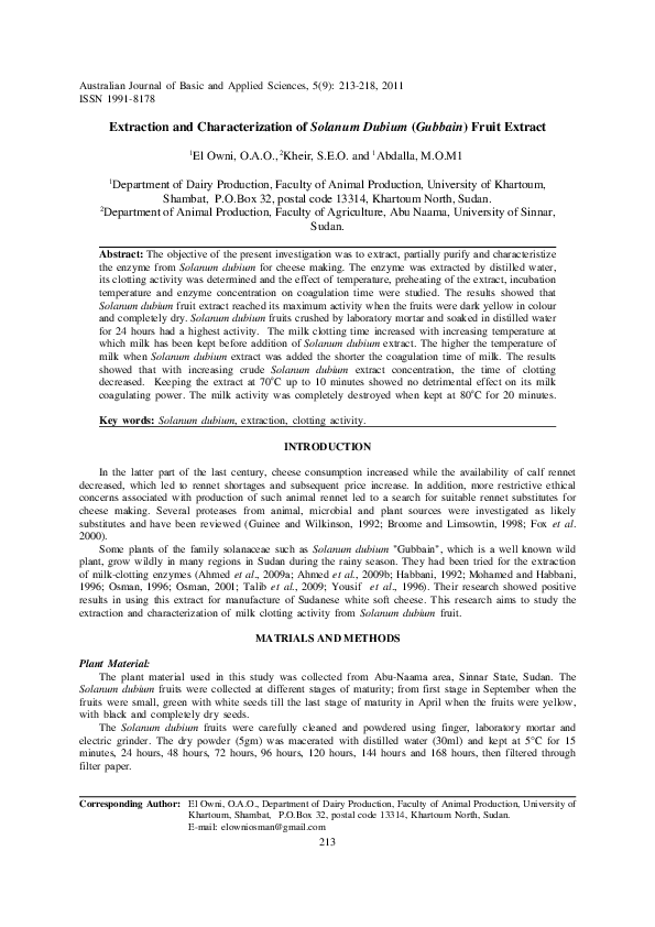Corresponding Author: Extraction and Characterization of Solanum Dubium ...