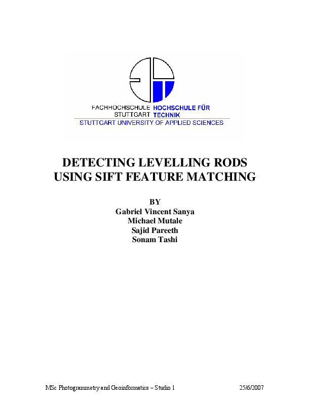 (PDF) Detecting Leveling Rods Using Sift Feature Matching