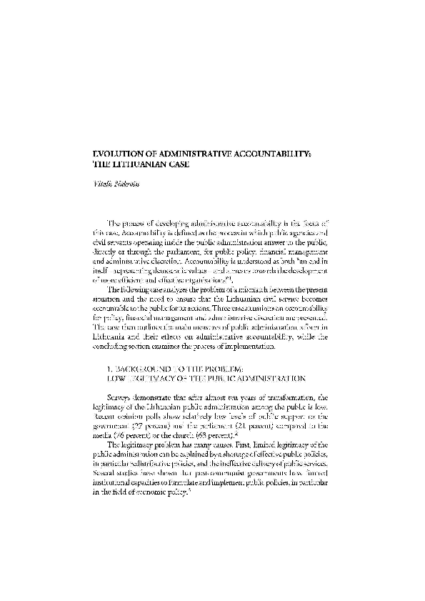 (PDF) Evolution of administrative accountability : the Lithuanian case