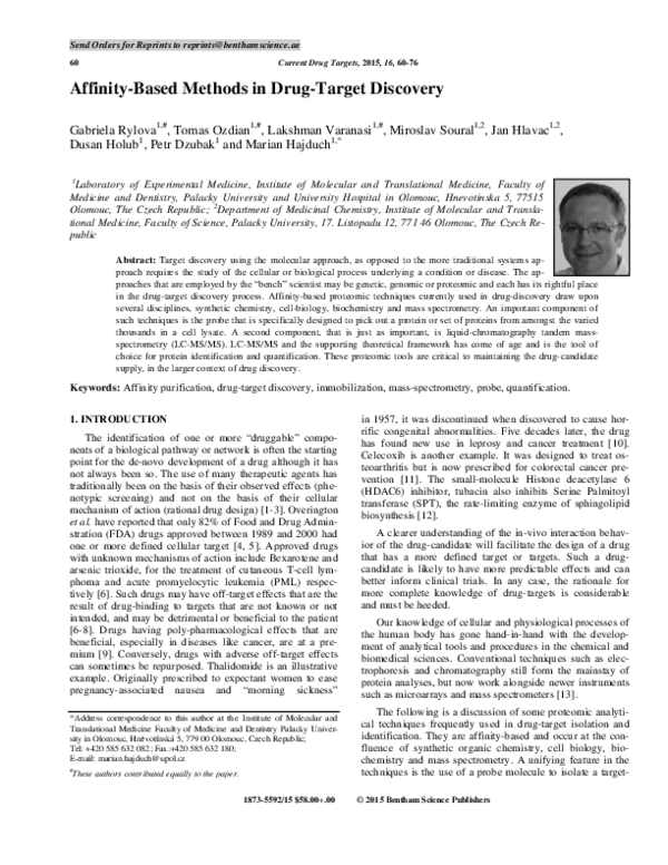 Pdf Affinity Based Methods In Drug Target Discovery