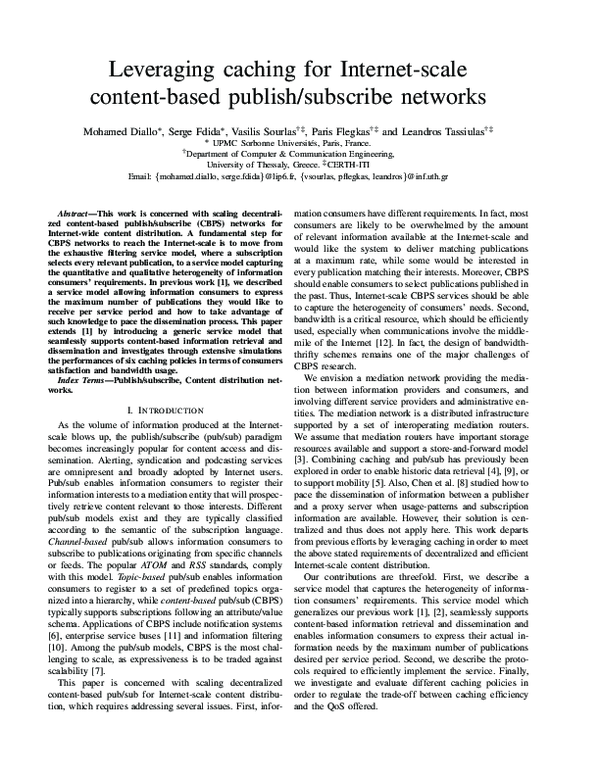 (PDF) Leveraging caching for Internet-scale content-based publish ...