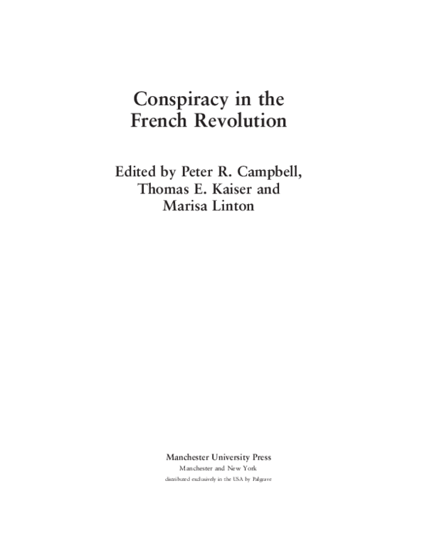 (PDF) 'Introduction: Conspiracy in the French Revolution', in P ...
