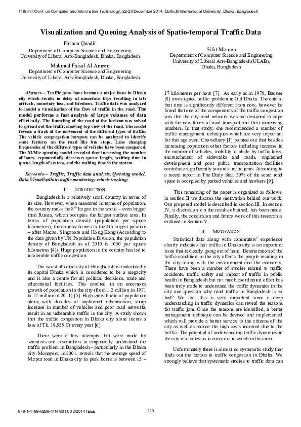 (PDF) Visualization and Queuing Analysis of Spatio-Temporal Traffic Data