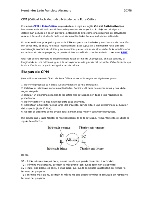 (DOC) CPM (Critical Path Method) o Método de la Ruta Crítica