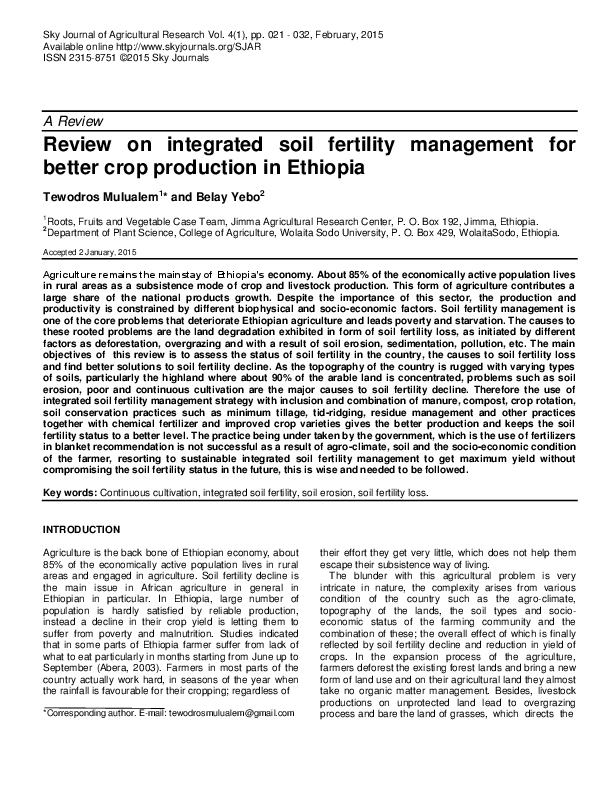 (PDF) Review on integrated soil fertility management for