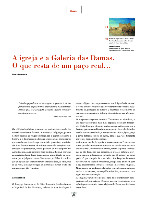 (PDF) "S. Francisco de Évora - A igreja e a Galeria das Damas, o que ...