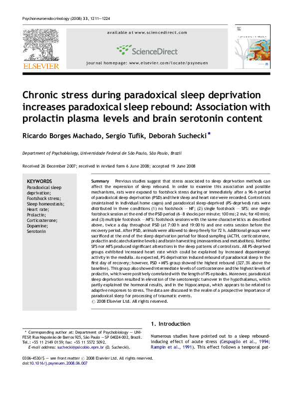 (PDF) Chronic stress during paradoxical sleep deprivation increases ...