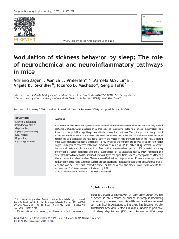 (PDF) Modulation of sickness behavior by sleep: The role of ...