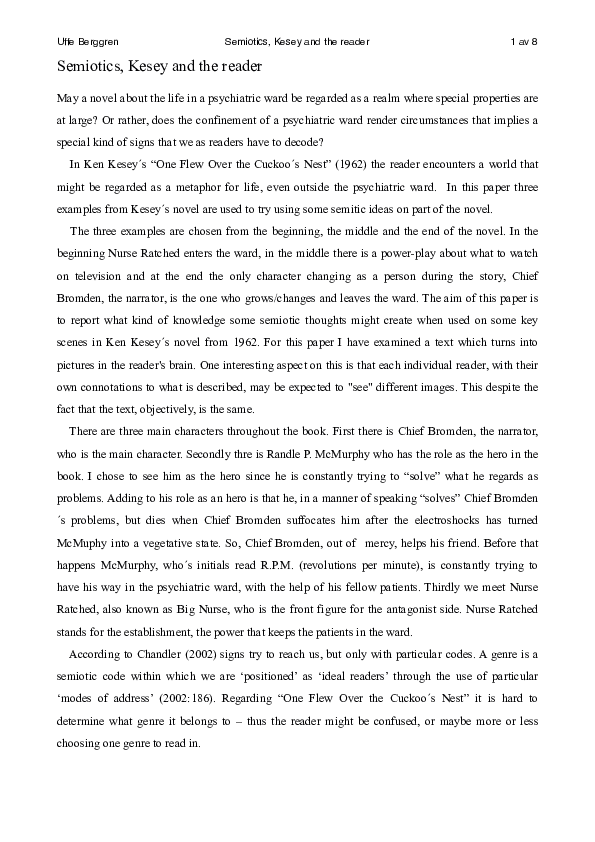 (PDF) Semiotics, Kesey and the reader
