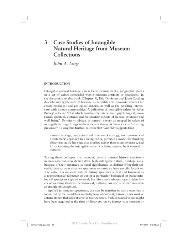 (PDF) Case Studies of Intangible Natural Heritage from Museum Collections