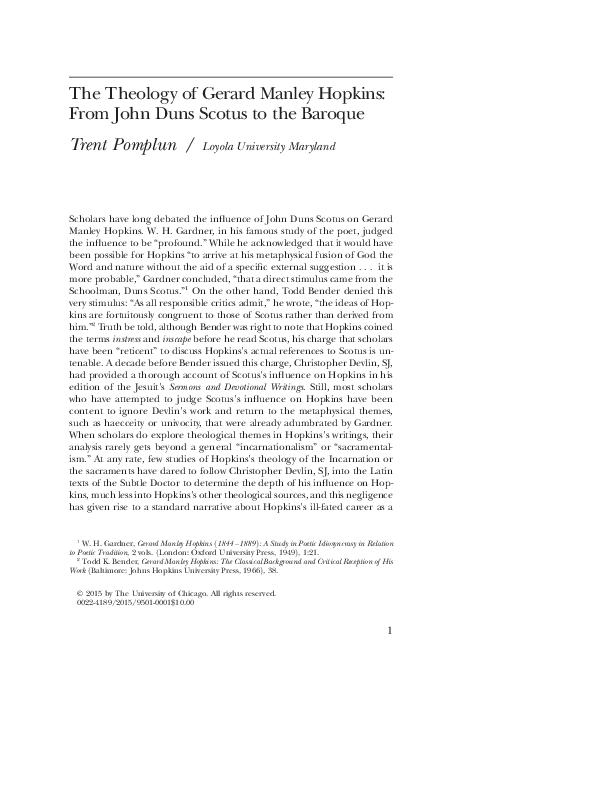(PDF) “The Theology of Gerard Manley Hopkins: From John Duns Scotus to ...