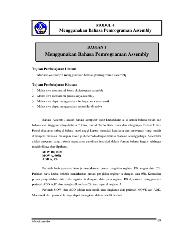 (PDF) bahasa assembly