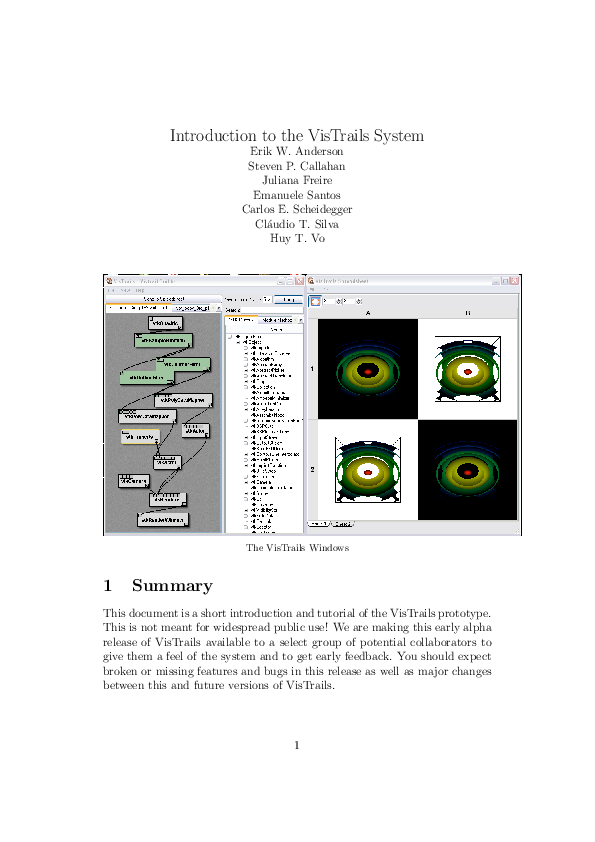 (PDF) Introduction to the VisTrails System