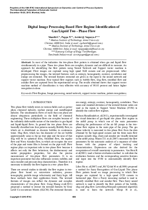 (PDF) Digital Image Processing Based Flow Regime Identification of Gas/Liquid Two -Phase Flow