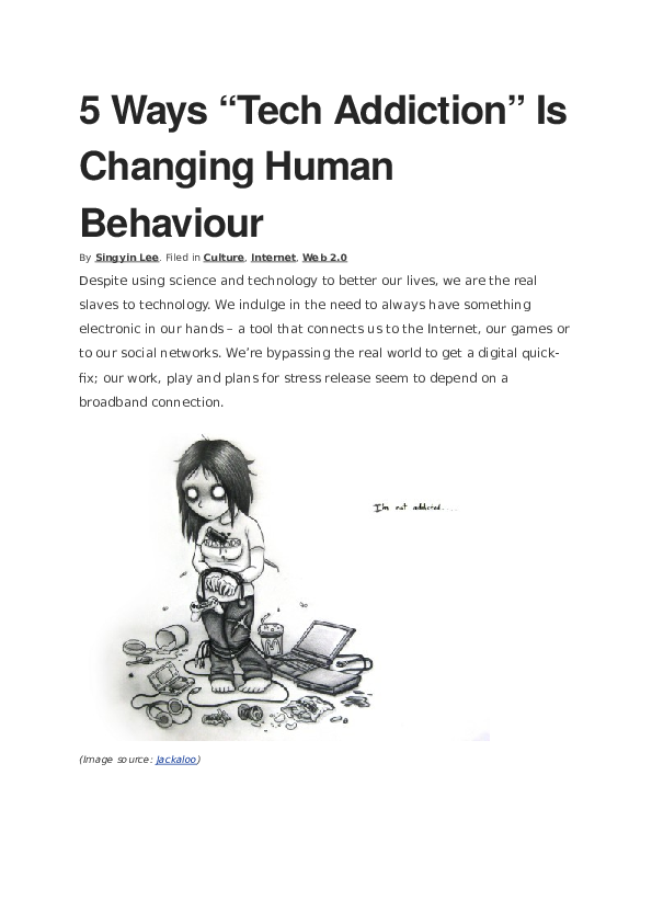 (DOC) 5 Ways "Tech Addiction" Is Changing Human Behaviour