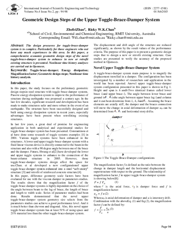(PDF) Geometric Design Steps of the Upper Toggle-Brace-Damper System