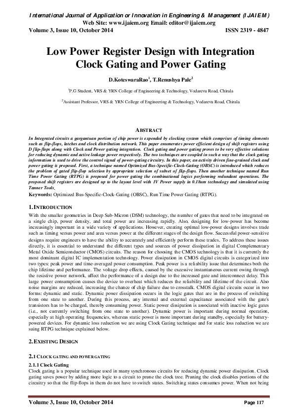 (PDF) LOW POWER REGISTER DESIGN WITH INTEGRATION CLOCK GATING AND POWER GATING